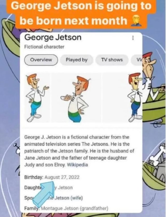 George Jetson is going to be born next month George Jetson Fictional ...