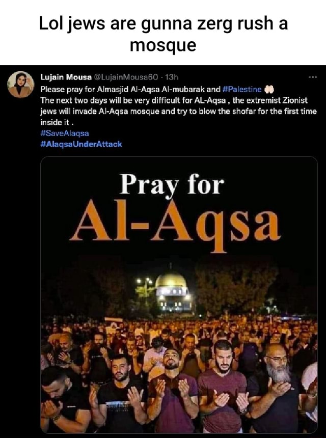 Lol jews are gunna zerg rush a mosque Lujain Mouse Please pray for ...
