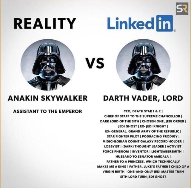 REALITY Linked VS ANAKIN SKYWALKER ASSISTANT TO THE EMPEROR DARTH VADER ...