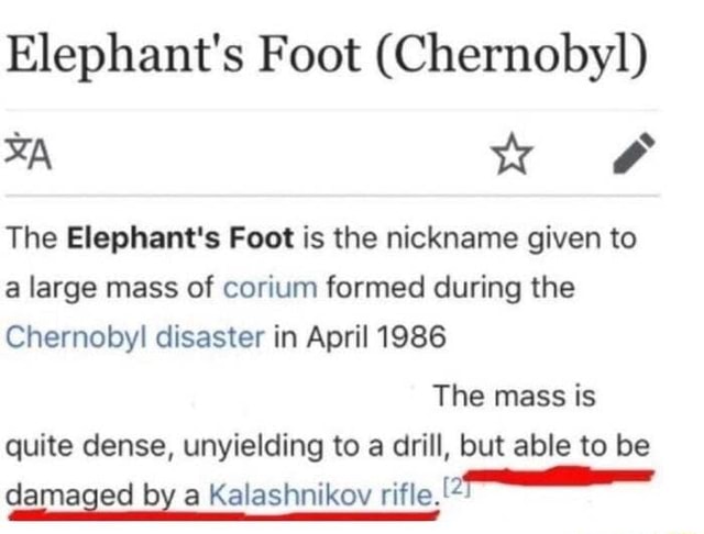 Elephant's Foot (Chernobyl) xA ww FF The Elephant's Foot is the ...