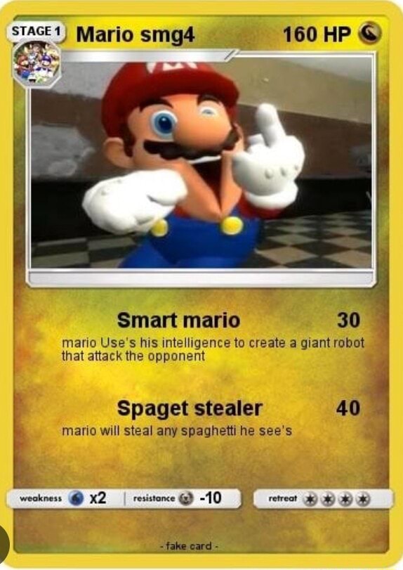 Stace1) Mario smg4 160 HP Smart mario 30 mario Use's his intelligence ...