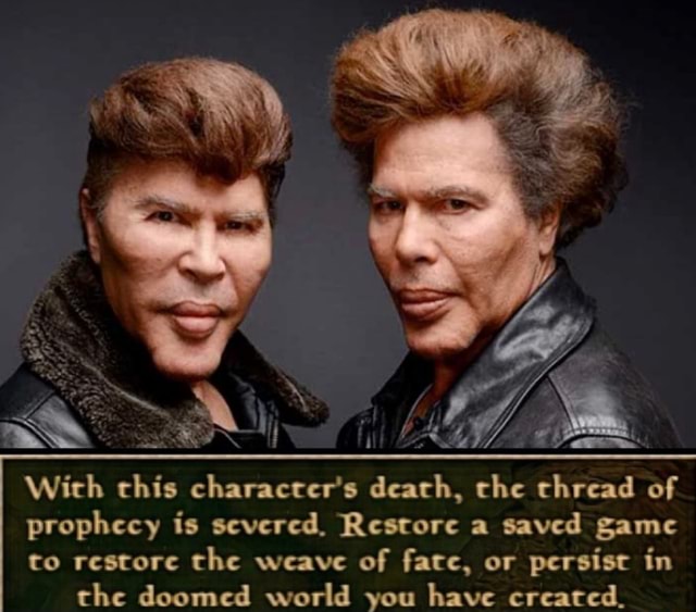 With chis character's death, the thread of prophecy is severed. Restore ...