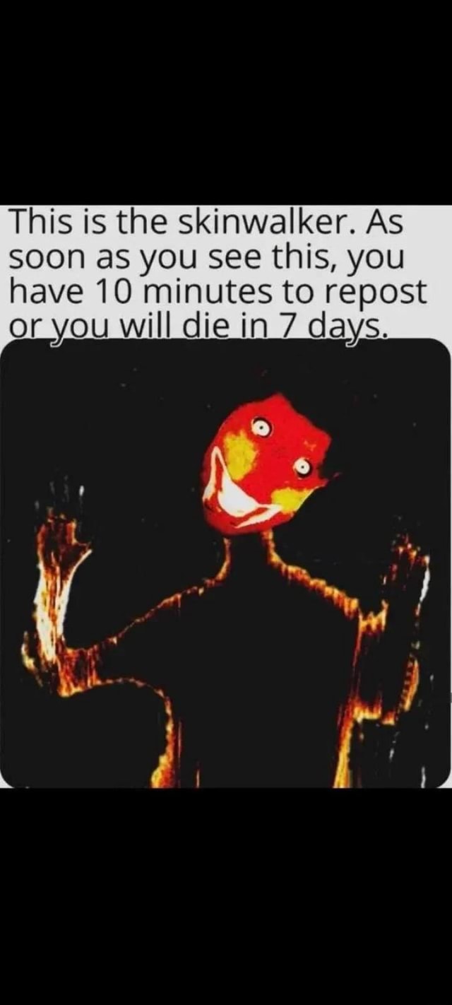 This is the skinwalker. As soon as you see this, you have 10 minutes to ...