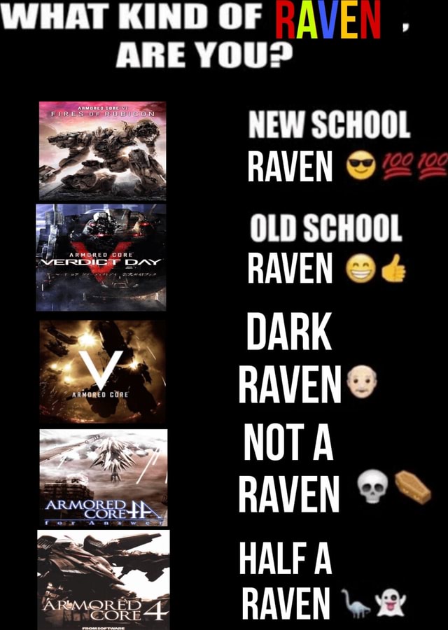 WHAT KIND OF ARE YOU> NEW SCHOOL RAVEN OLD SCHOOL RAVEN DARK RAVEN NOTA ...