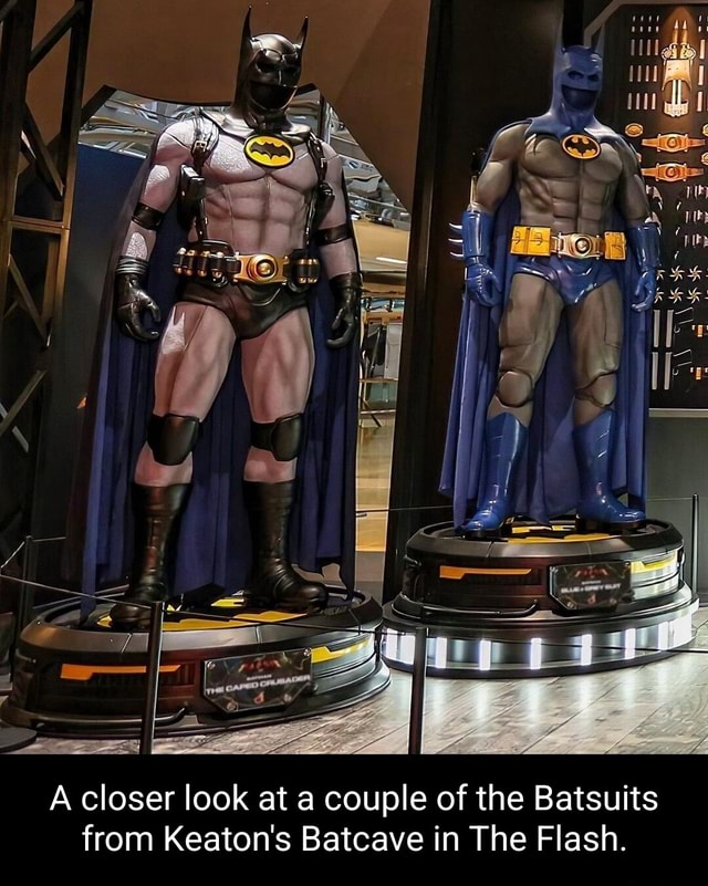 A closer look at a couple of the Batsuits from Keaton's Batcave in The ...