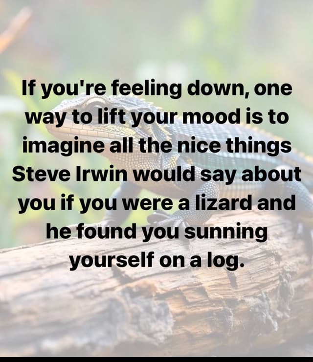 If you're feeling down, one way to lift your mood is to imagine all the ...