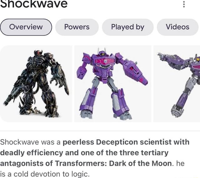 OnocKwave Powers Played by Videos Shockwave was a peerless Decepticon ...