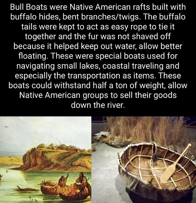 Bull Boats were Native American rafts built with buffalo hides, bent ...