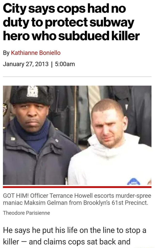 City says cops had no duty to protect subway hero who subdued killer By ...
