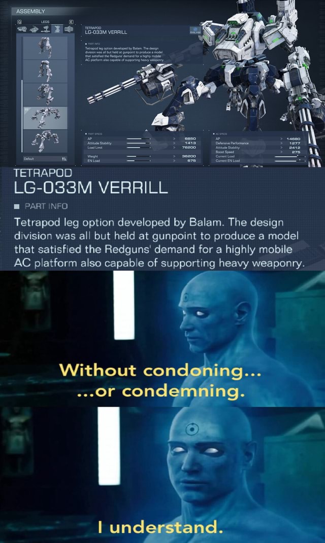 ASSEMBLY TETRAPOD LG-033M VERRILL m PART INFO Tetrapod leg option ...