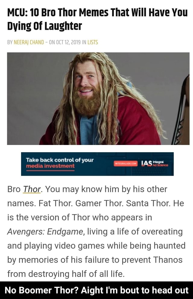 MEU: 10 Bro Thor Memes That Will Have You nving Df Laughter Bro Thor ...