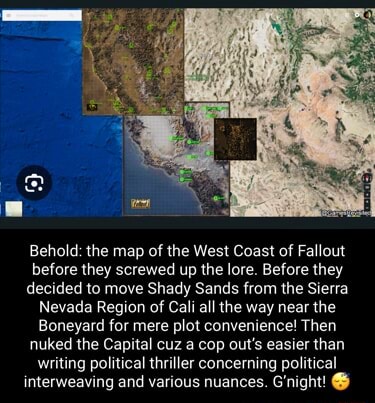 Behold: the map of the West Coast of Fallout before they screwed up the ...