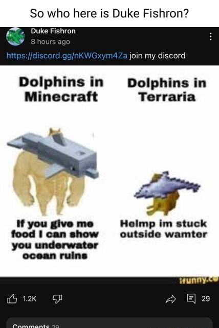 Who is it. - So who here is Duke Fishron? howe join my discord Dolphins ...