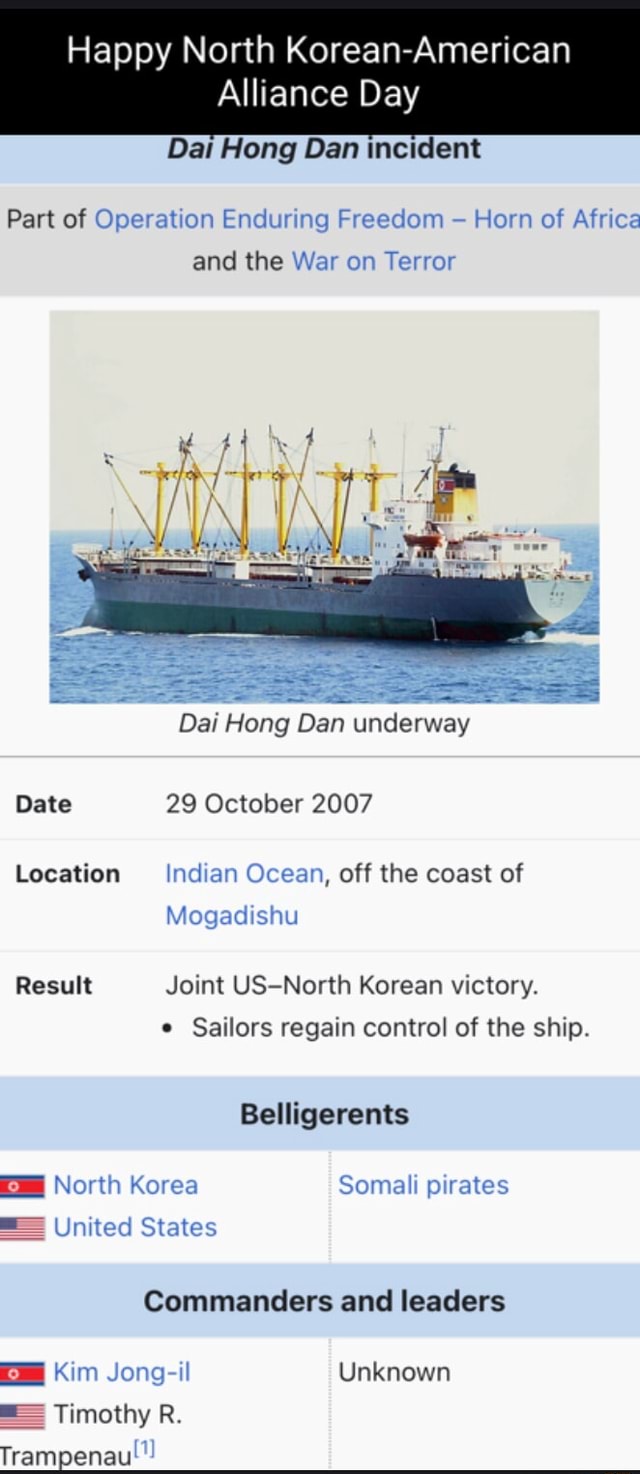 Happy North Korean-American Alliance Day Dat Hong Dan incident Part of ...