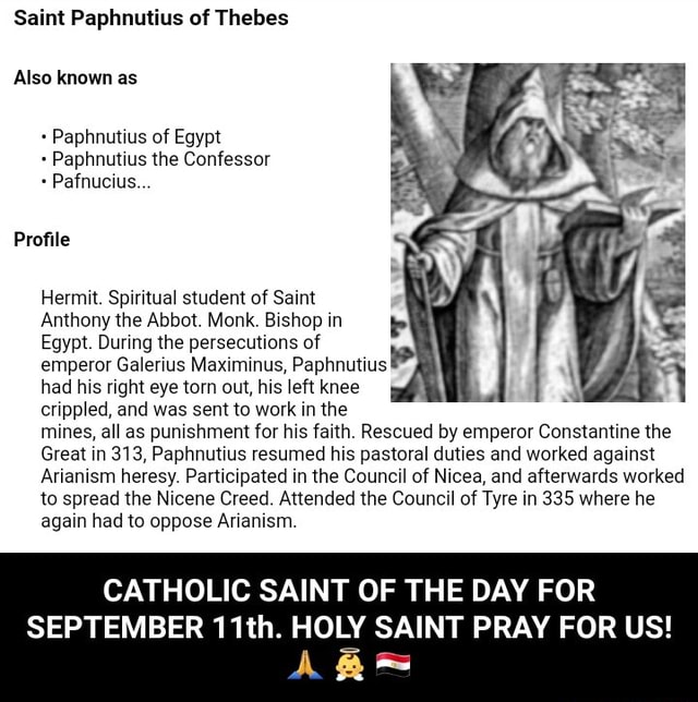 Saint Paphnutius of Thebes Also known as Paphnutius of Egypt Paphnutius ...