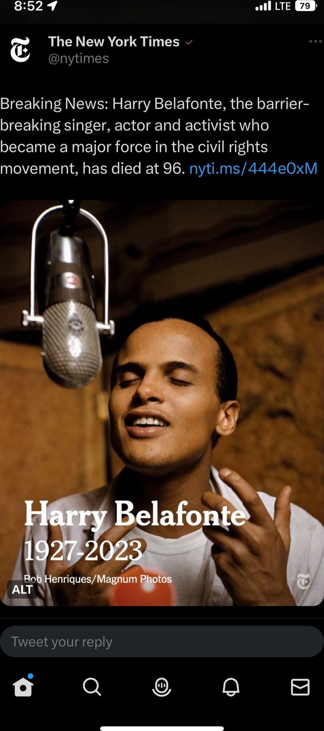 LTE Breaking News: Harry Belafonte, the barrier- breaking singer, actor ...