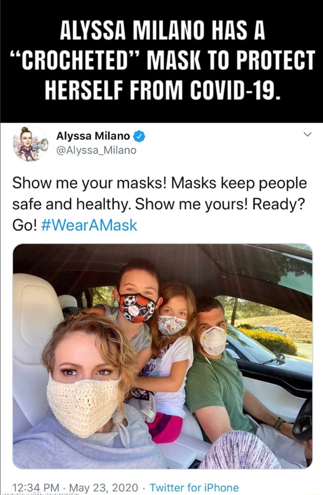 ALYSSA MILANO HAS A "CROCHETED" MASK TO PROTECT HERSELF FROM COVID-19 ...