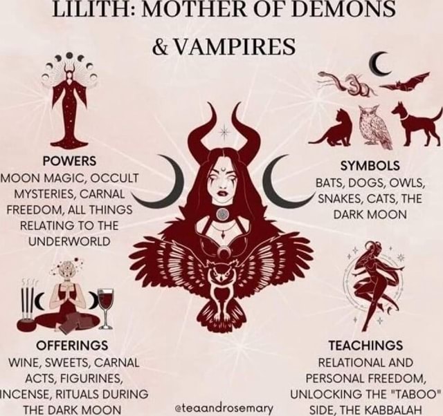 LILITH: MOTHER OF DEMONS & VAMPIRES SYMBOLS BATS, DOGS, OWLS, SNAKES ...