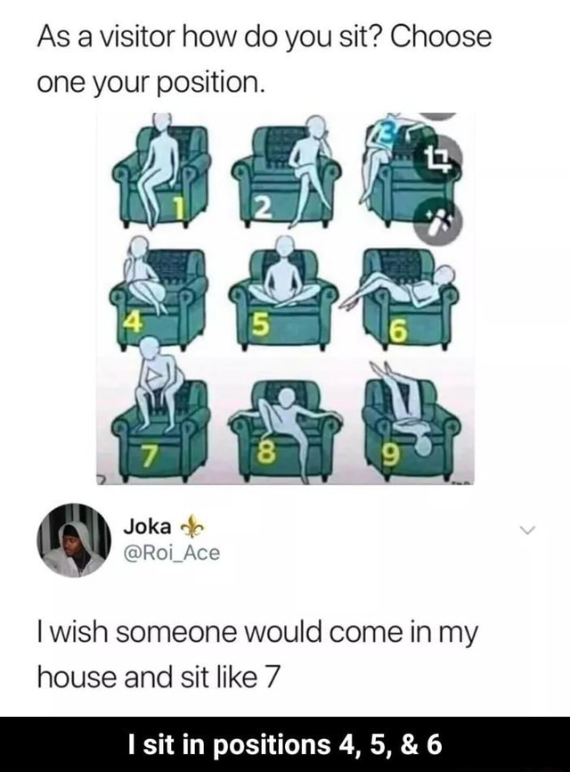 As a visitor how do you sit? Choose one your position IWish someone ...