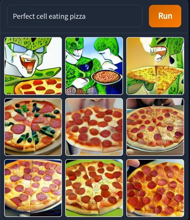 Perfect cell eating pizza Run - iFunny