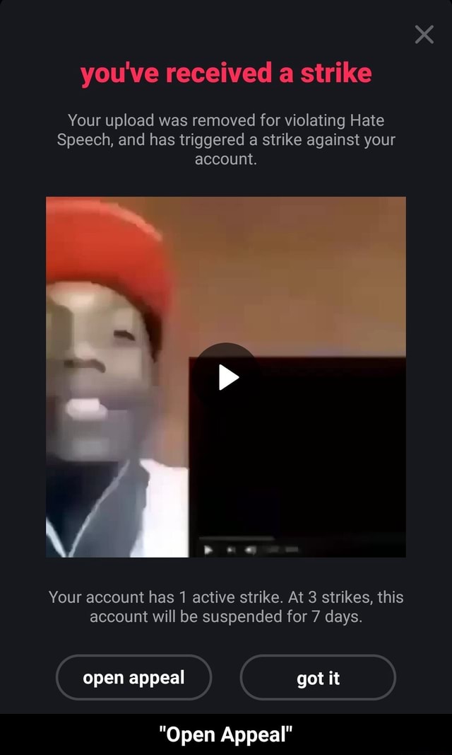 You've received a strike Your upload was removed for violating Hate ...