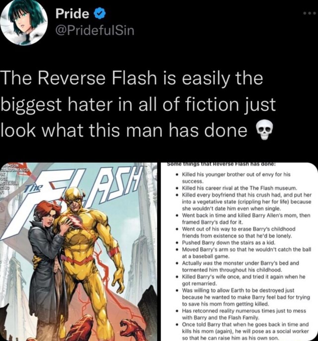 Pride The Reverse Flash is easily the biggest hater in all of fiction ...