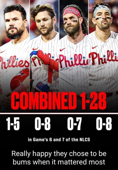 08 07 08 in Game's 6 and 7 of the NLCS Really happy they chose to be bums when it mattered most ...