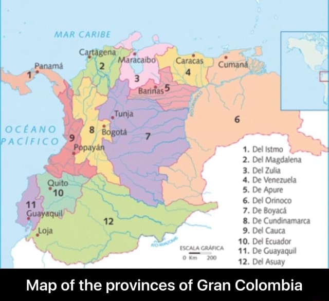 12 Map of the provinces of Gran Colombia - Map of the provinces of Gran ...