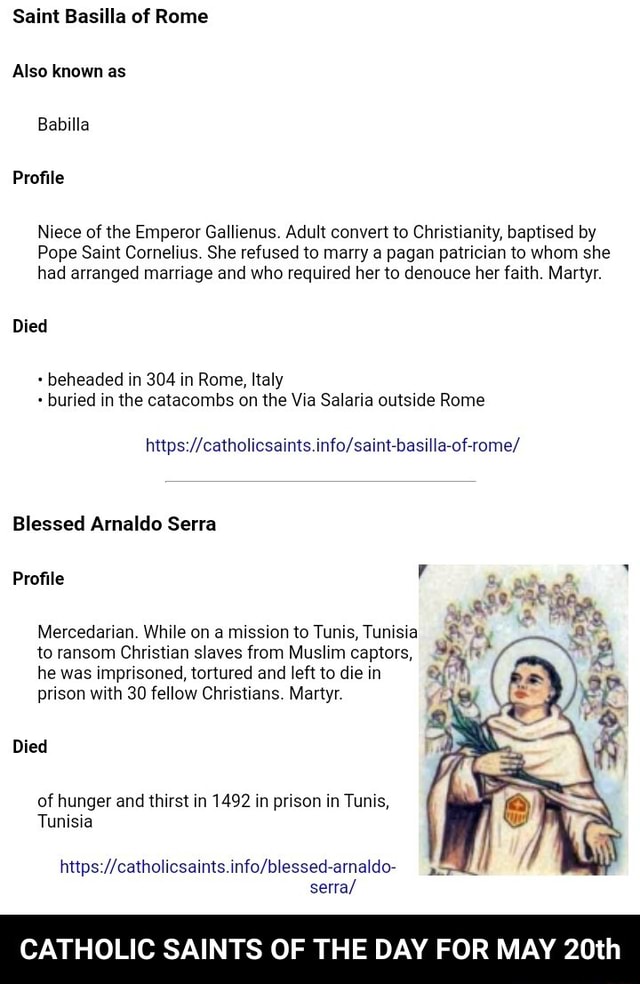 Saint Basilla of Rome Also known as Babilla Profile Niece of the ...