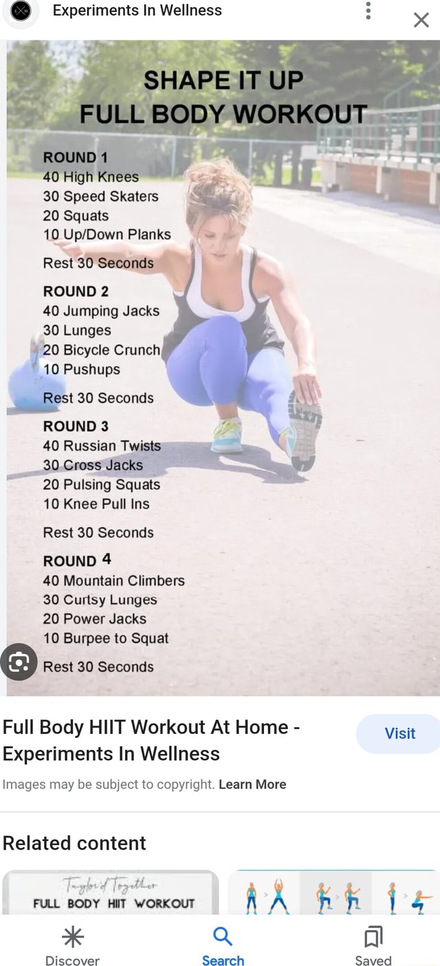 Experiments In Wellness SHAPE IT UP FULL BODY WORKOUT ROUND 40 High ...