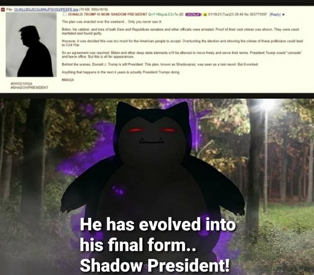 He has evolved into his final form.. Shadow President! - iFunny