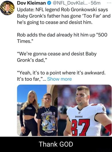 Dov Kleiman @ @NFL_DovKlei...- Update: NFL legend Rob Gronkowski says ...