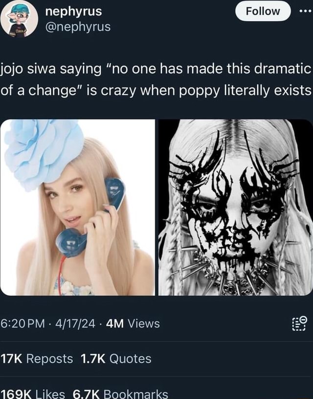 AC al-le jojo siwa saying "no one has made this dramatic of a change ...