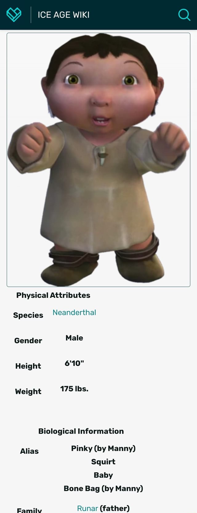 ICE AGE WIKI Physical Attributes Species Neanderthal - iFunny