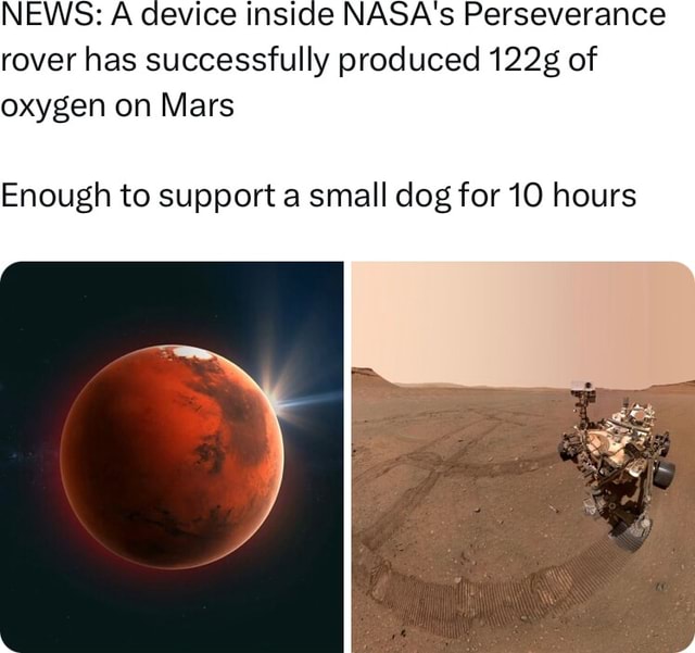 NEWS: A device inside NASA's Perseverance rover has successfully ...