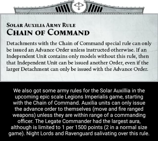 SOLAR AUXILIA ARMY RULE CHAIN OF COMMAND Detachments with the Chain of ...