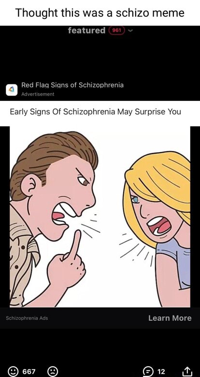 Thought this was a schizo meme featured Red Flag Sians of Schizophrenia ...