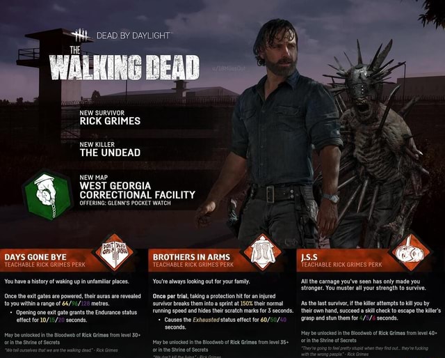 DEAD BY DAYLIGHT" THE NEW SURVIVOR RICK GRIMES NEW KILLER THE UNDEAD ...