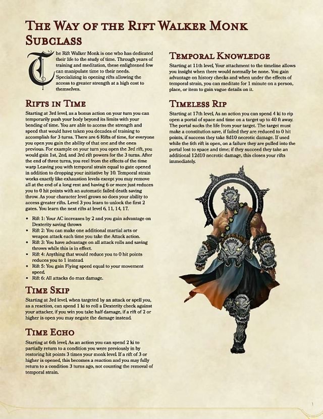 THE WAY OF THE RIFT WALKER MONK SUBCLASS tie Rit Walker Monks one who ...