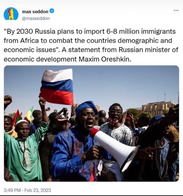 Max seddon "By 2030 Russia plans to import 6-8 million immigrants from ...