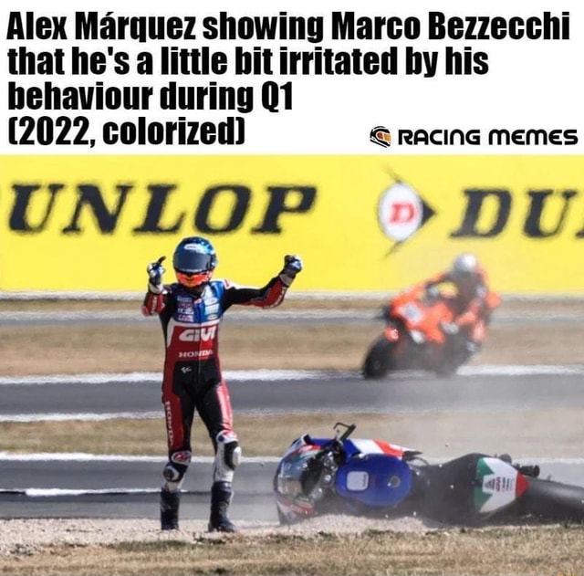 Alex Marquez showing Marco Bezzecchi that he's a little bit irritated ...