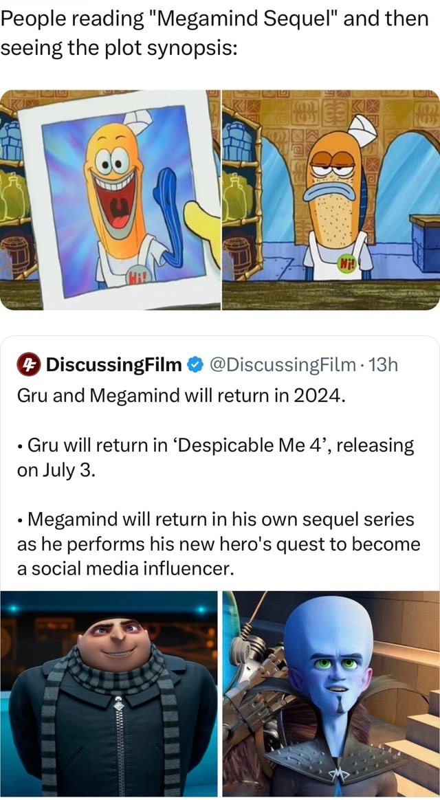 People reading "Megamind Sequel" and then seeing the plot synopsis ...
