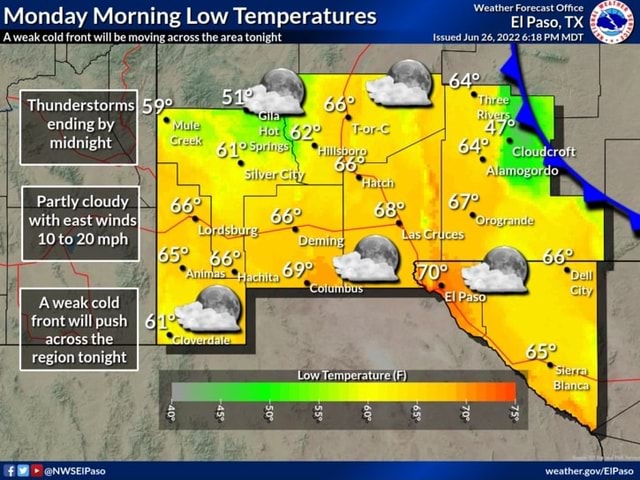 Weather Forecast Office 'weather. Monday Morning Low Temperatures El ...
