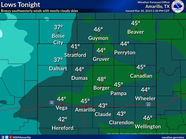 'Weather Forecast Office Lows Tonight 'Amarillo, TX. Breezy ...