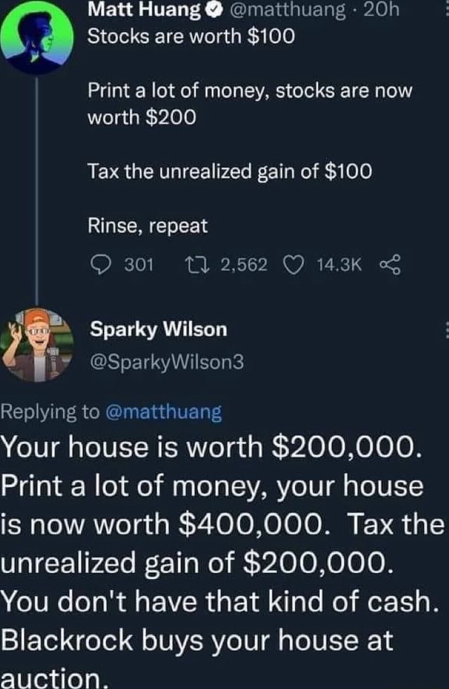 Matt Huang @ @matthuang Stocks are worth $100 Print a lot of money ...