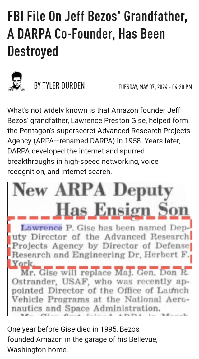 FBI File On Jeff Bezos' Grandfather, A DARPA Co-Founder, Has Been ...