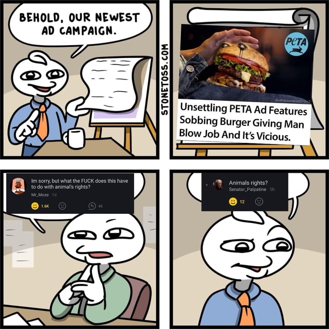 BEHOLD, OUR NEWEST AD CAMPAIGN. STONETOSS.COM Unsettling PETA Ad ...