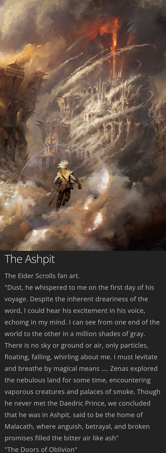 The Ashpit The Elder Scrolls fan art. "Dust, he whispered to me on the first day of his voyage ...