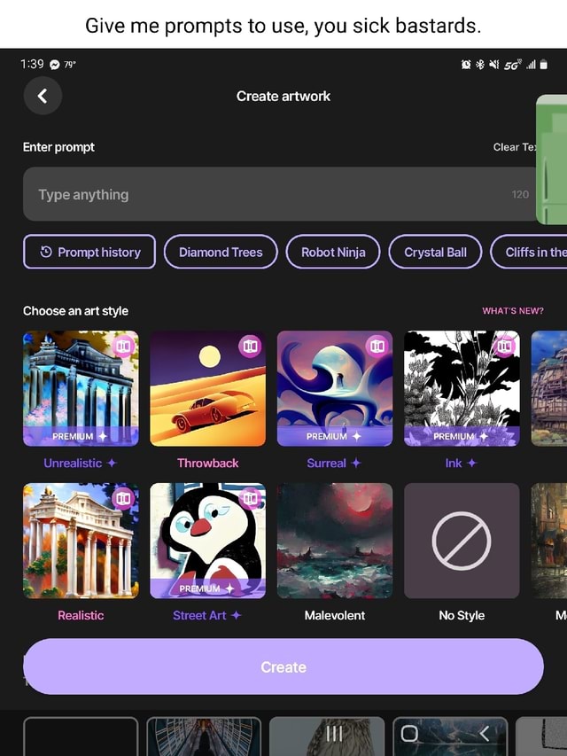 Give me prompts to use, you sick bastards. @ @ BA