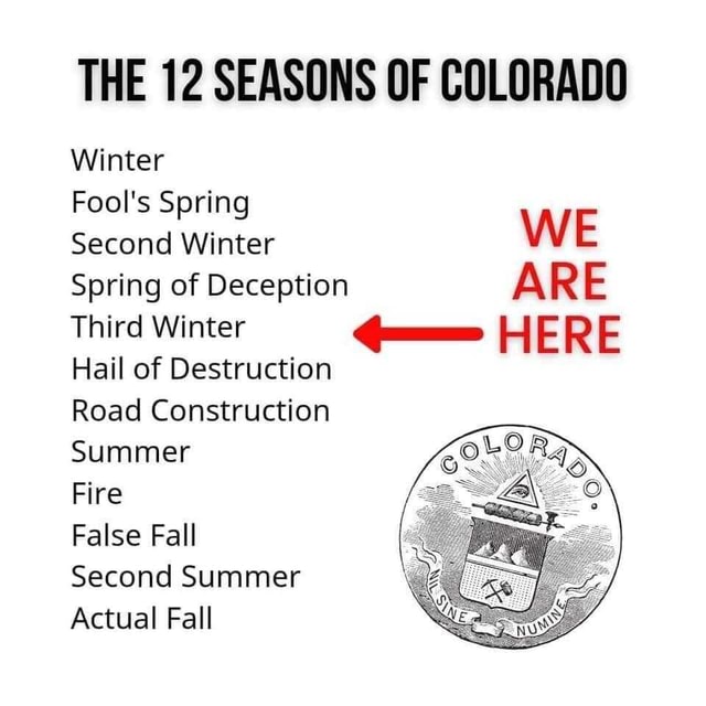 THE 12 SEASONS OF COLORADO Winter Fool's Spring Second Winter WE Spring ...